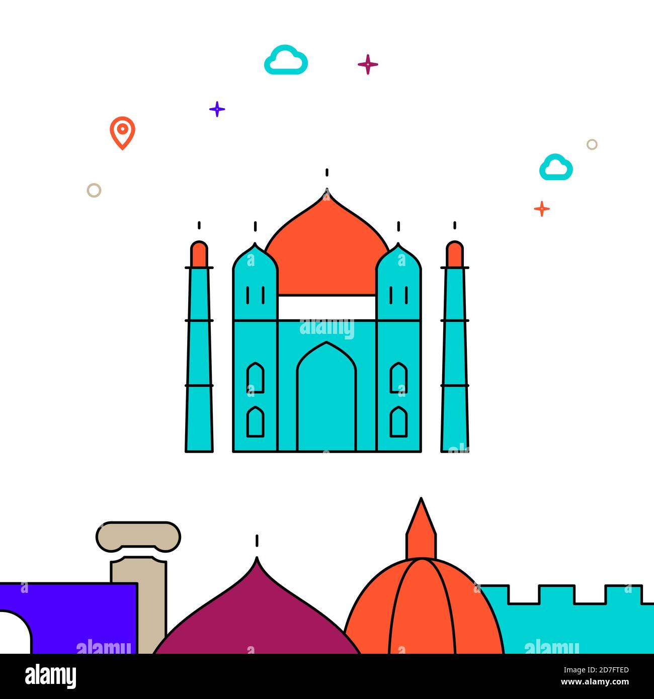Taj Mahal, India filled line icon, simple illustration Stock Vector ...