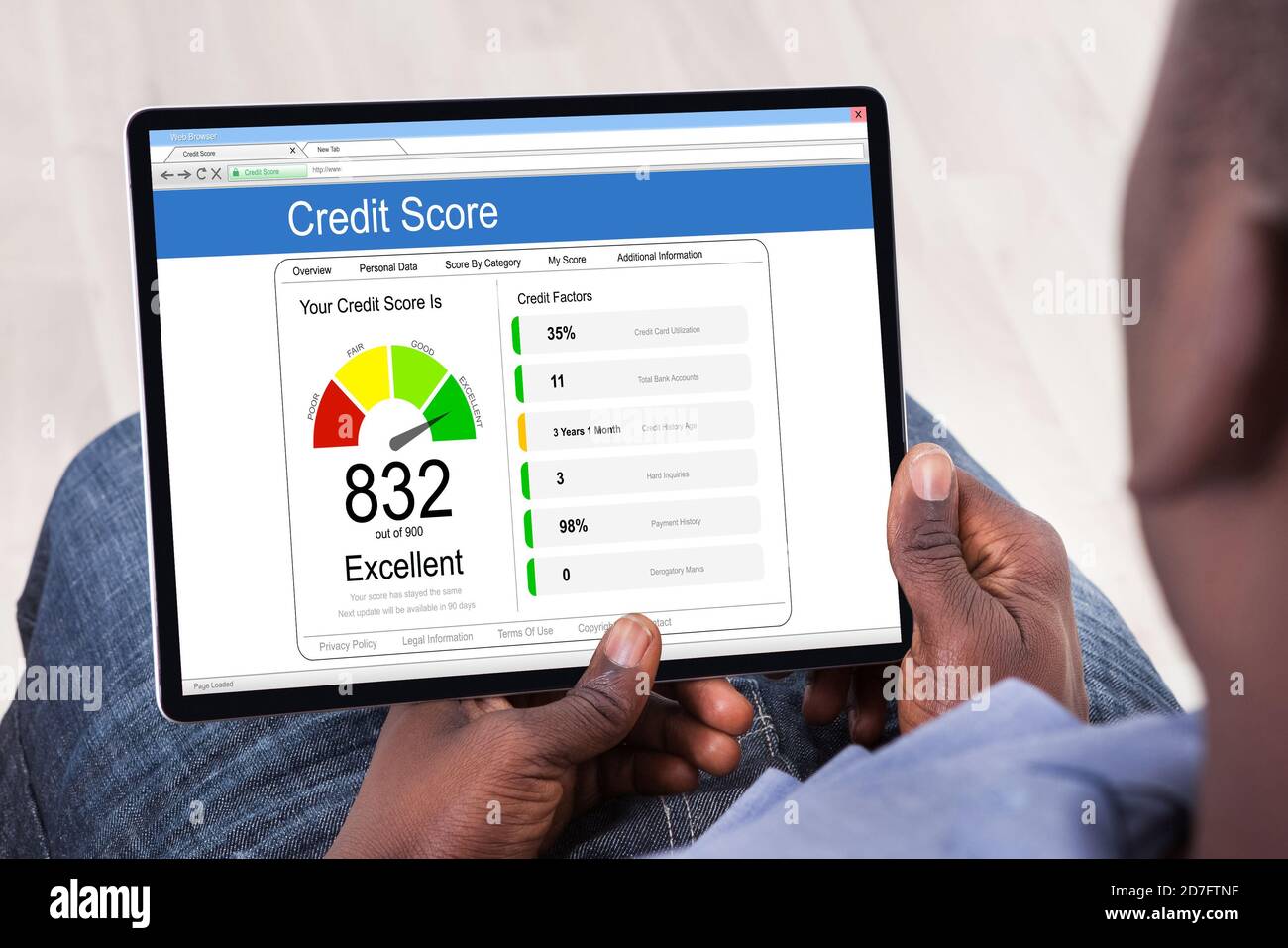 Online Credit Score Check Using Tablet Computer Stock Photo - Alamy