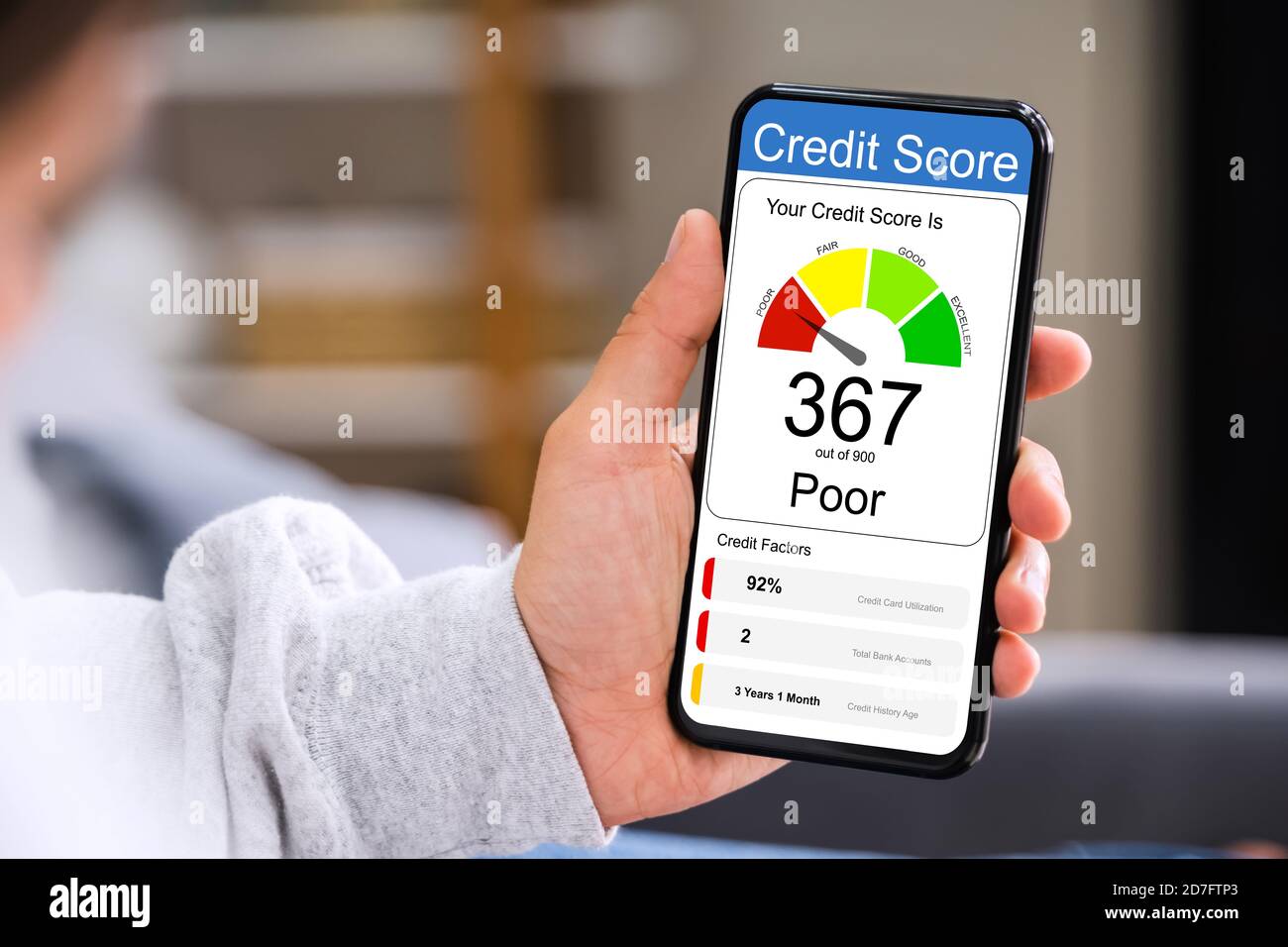 Poor Online Credit Score Rating On Smartphone Stock Photo - Alamy