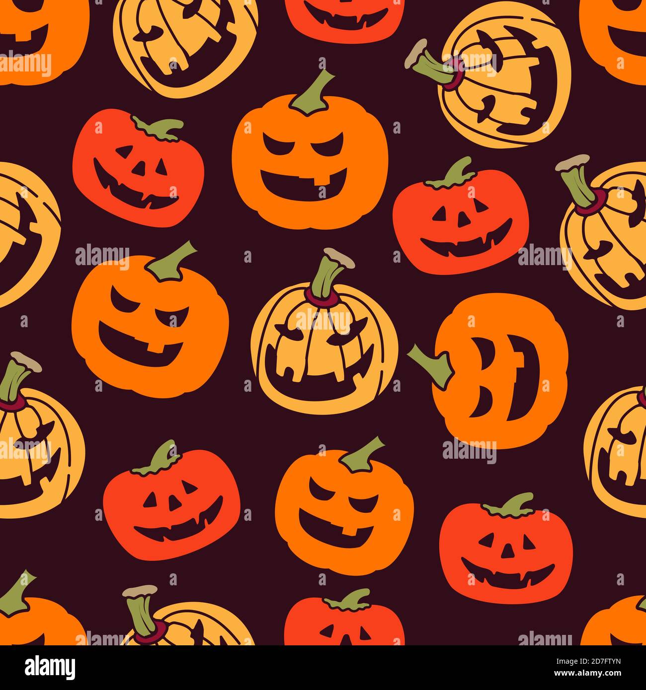 Halloween pumpkin seamless pattern. Vector illustration background. For print, textile, web ...