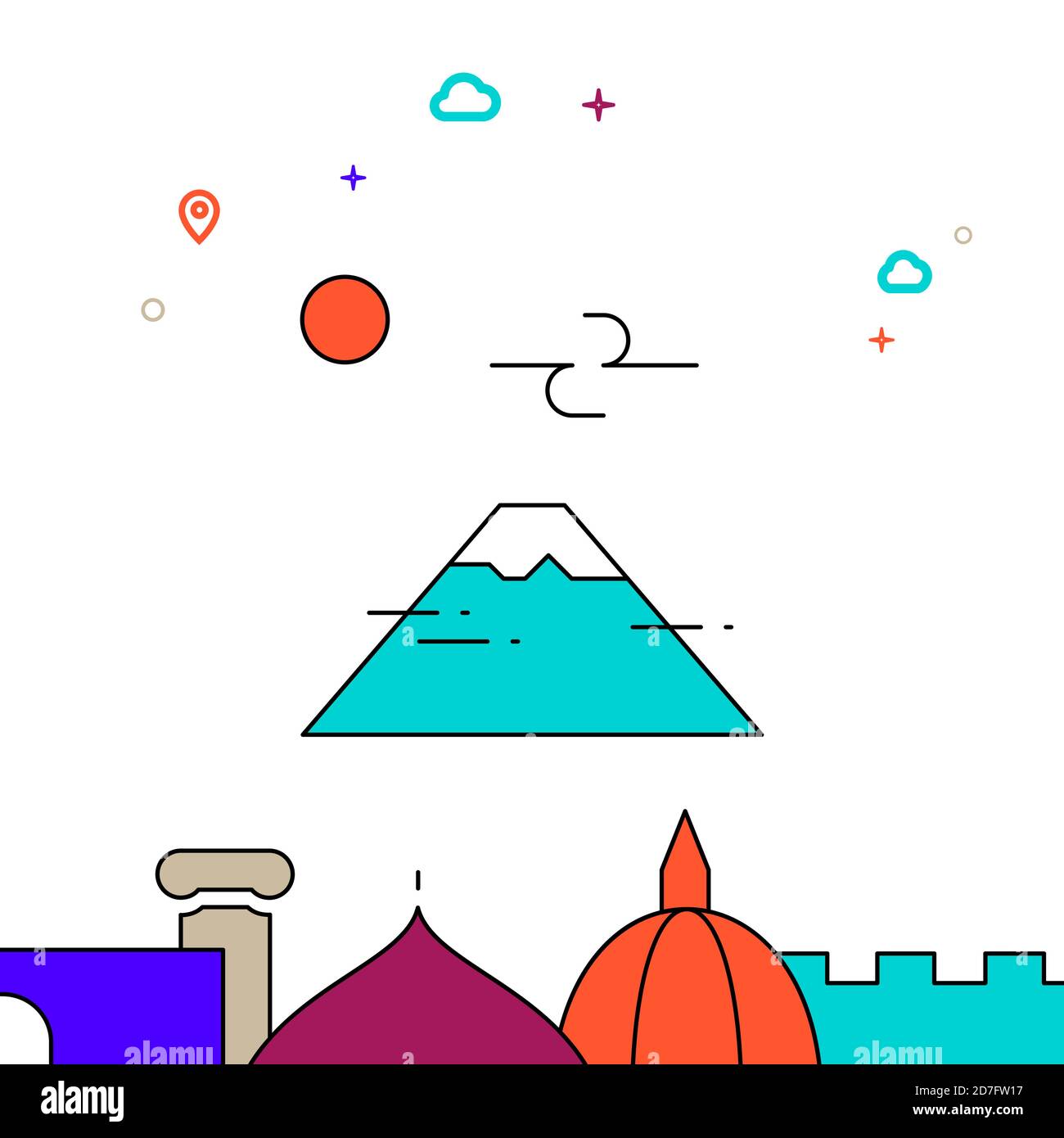 Mount Fuji, Japan filled line icon, simple illustration Stock Vector ...