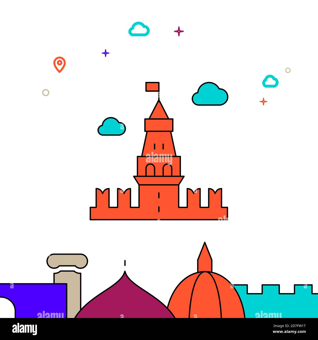 Vector line drawing illustration moscow hi-res stock photography and ...