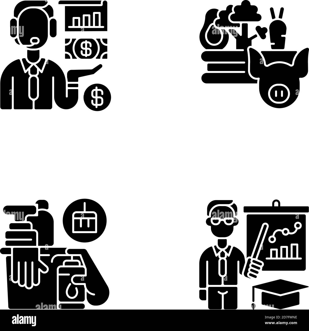 Basic public needs black glyph icons set on white space Stock Vector ...