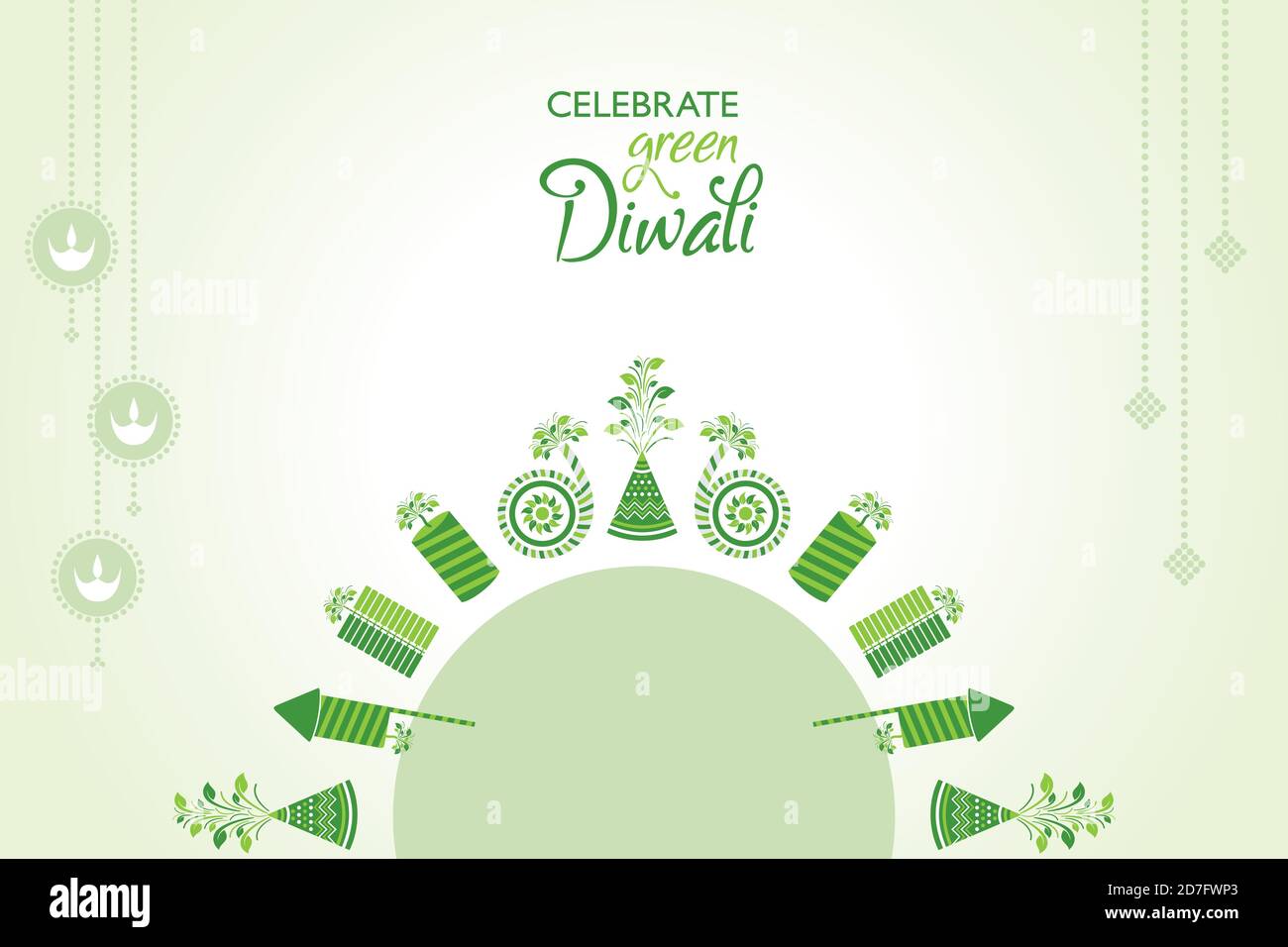 illustration of Greeting for celebrate green diwali concept Stock ...