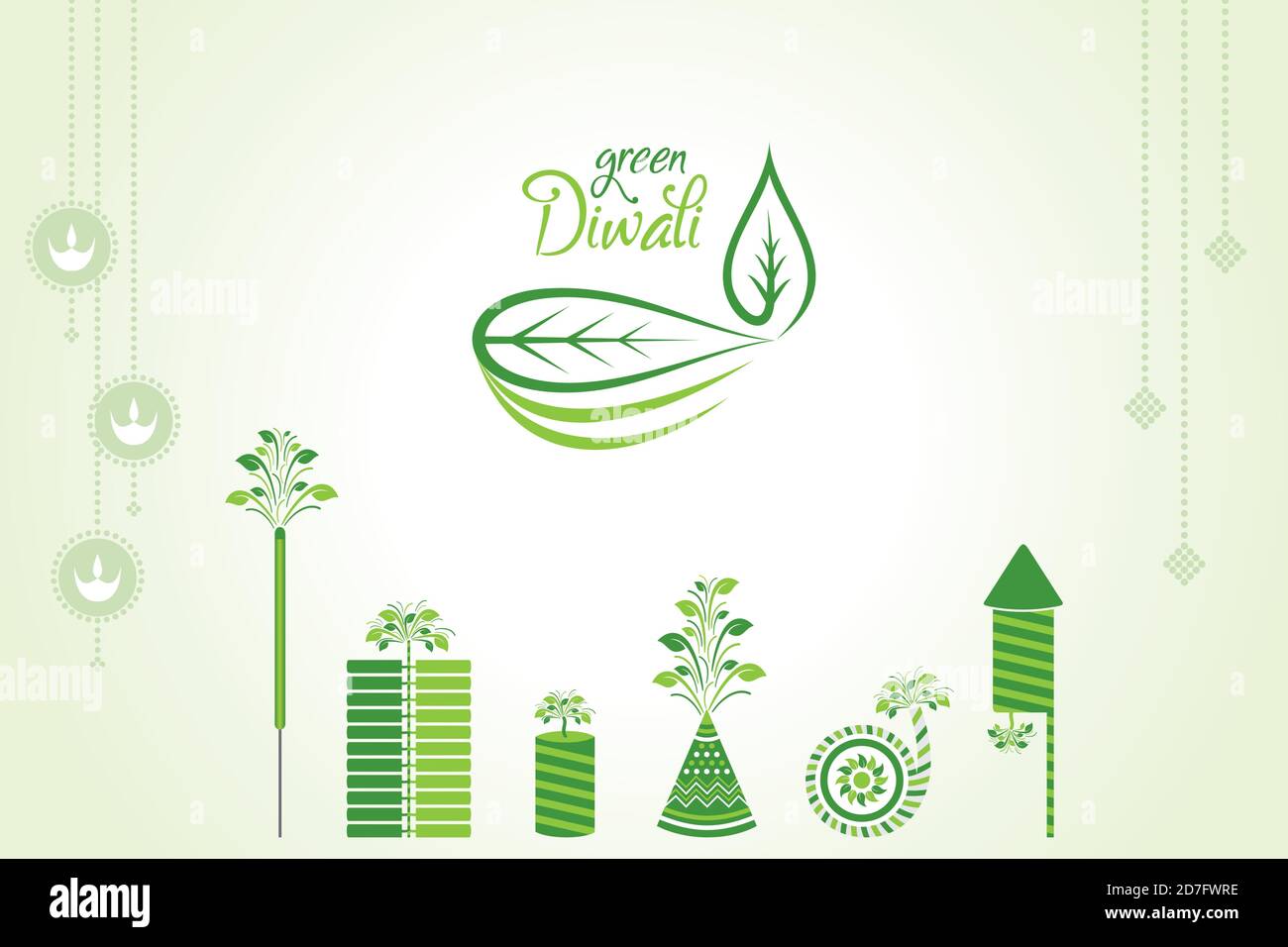illustration of Greeting for celebrate green diwali concept Stock ...