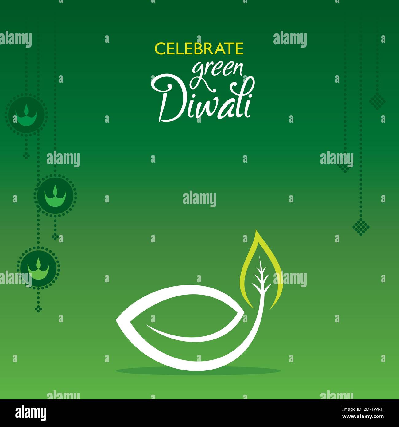 illustration of Greeting for celebrate green diwali concept Stock ...