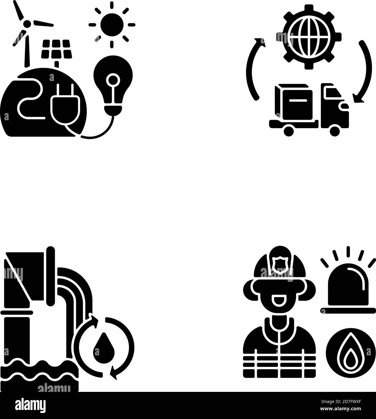 Basic services black glyph icons set on white space Stock Vector Image ...