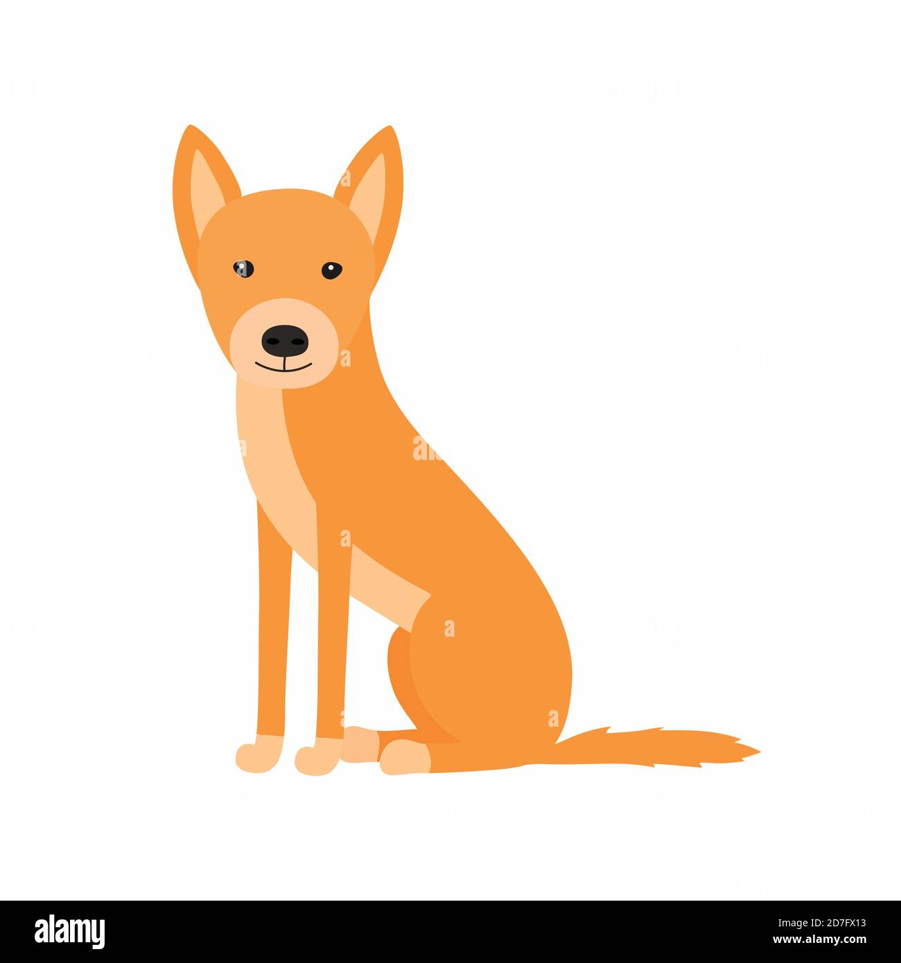 Australian dog Dingo sitting. Vector illustration isolated on white ...