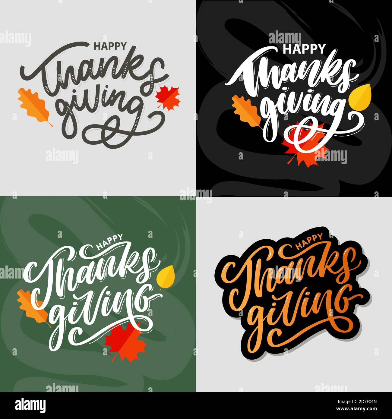 happy thanksgiving lettering calligraphy text brush vector Stock Vector ...