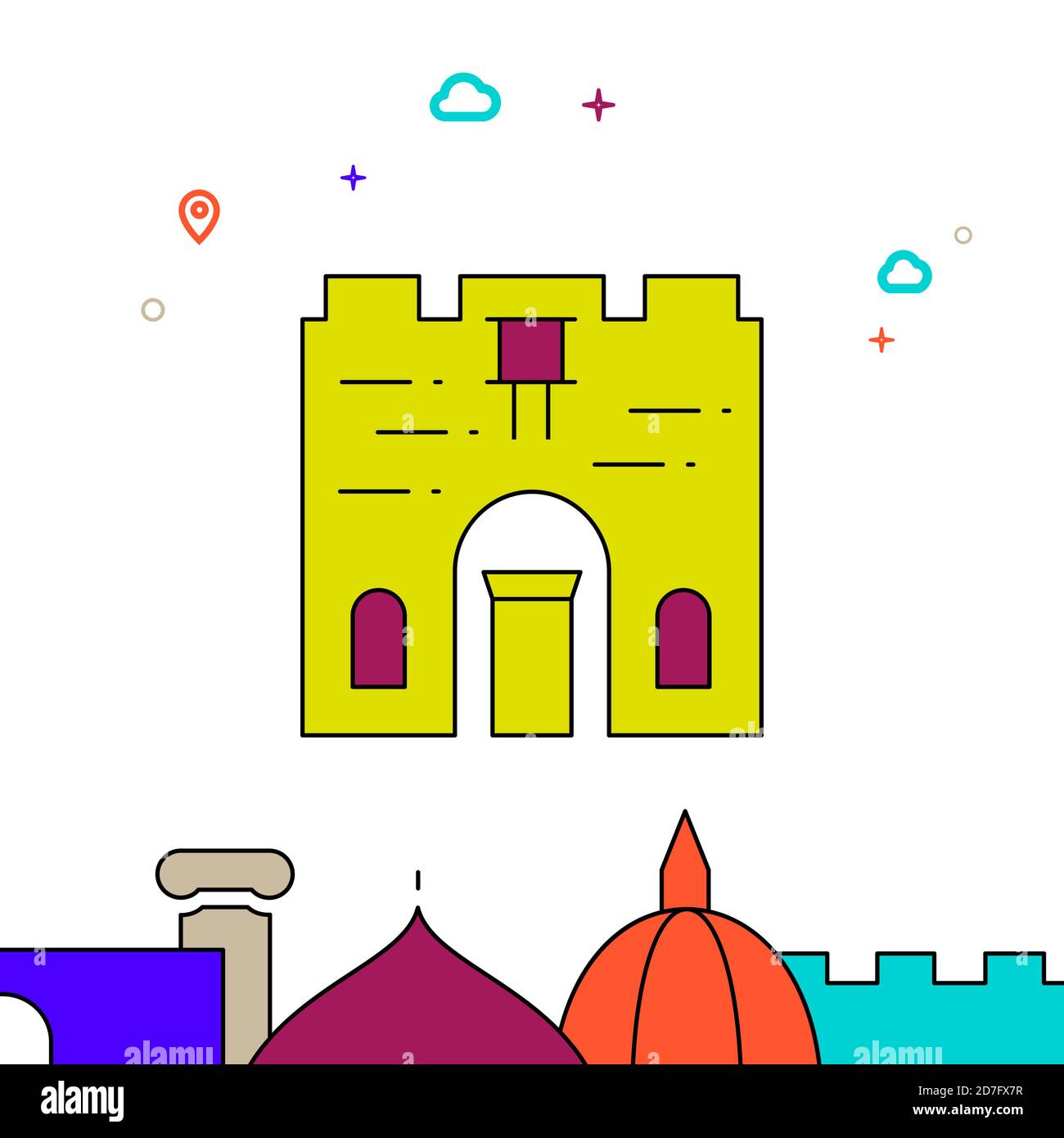 Old City, Jerusalem filled line icon, simple illustration Stock Vector ...