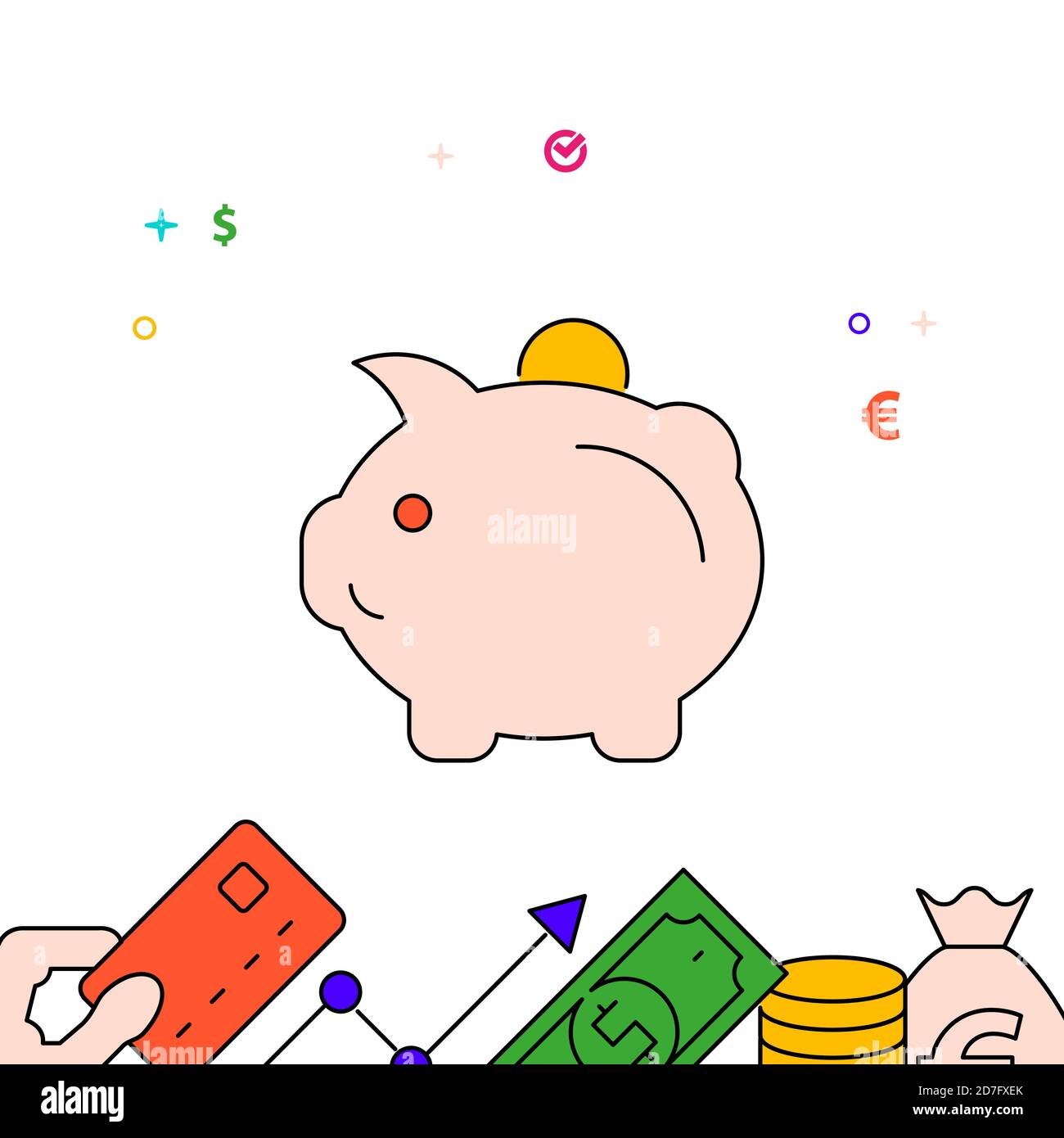 Piggy bank filled line icon, simple illustration Stock Vector Image ...