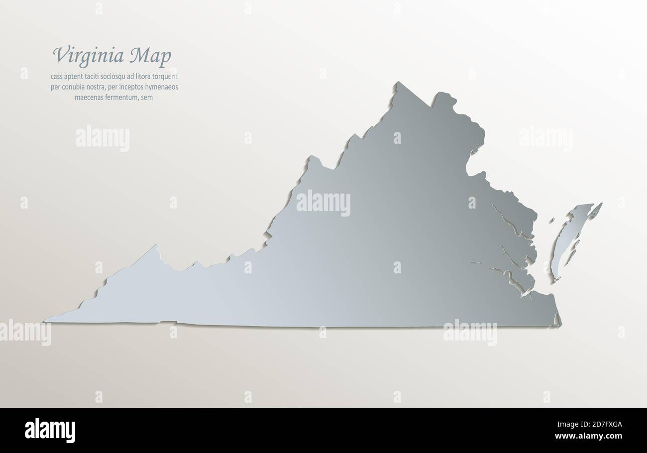 Vitginia map, white blue card paper 3D vector Stock Vector Image & Art ...