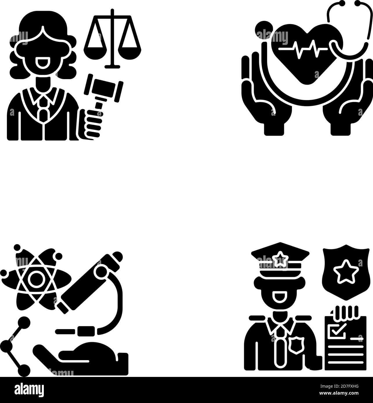 Critical services black glyph icons set on white space Stock Vector ...