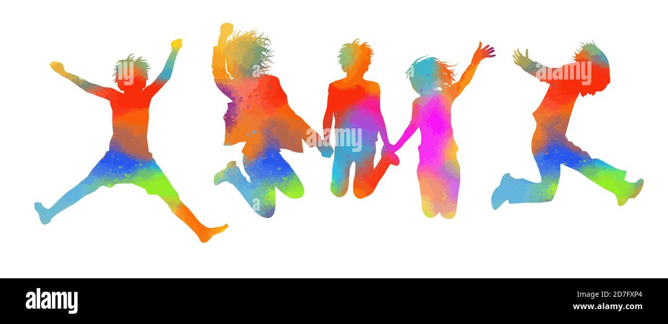 Colored jumping people. Vector illustration Stock Vector Image & Art ...