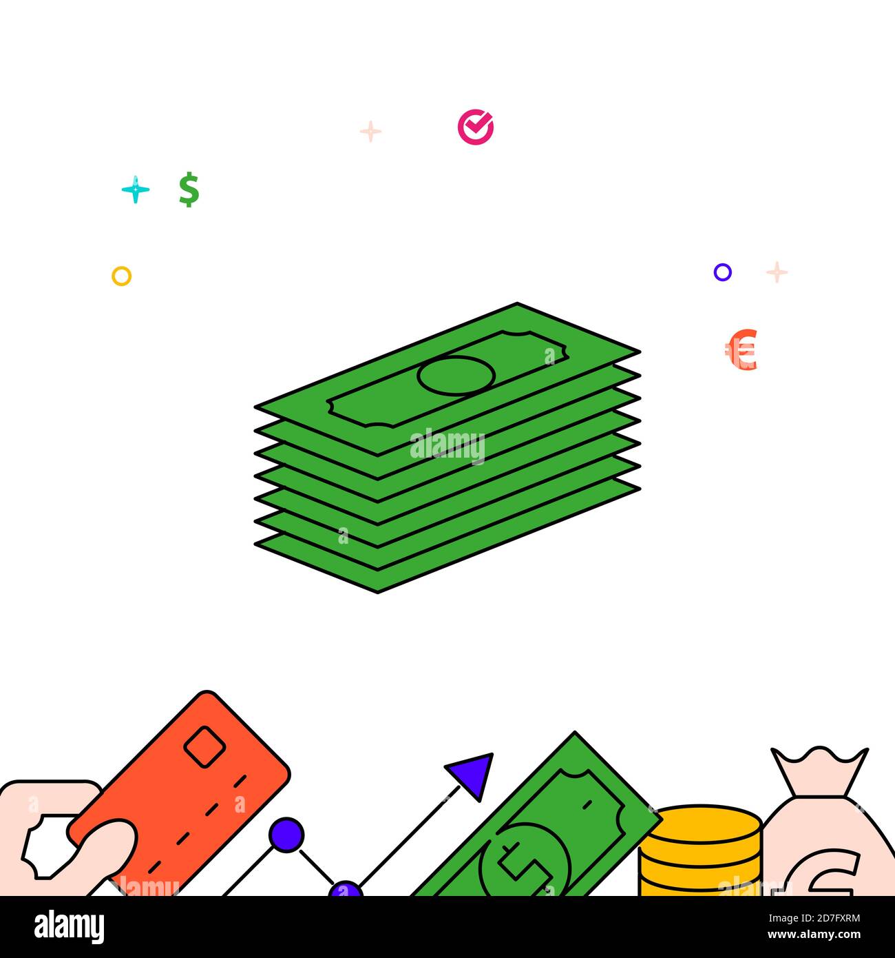 Stack bills Stock Vector Images - Alamy