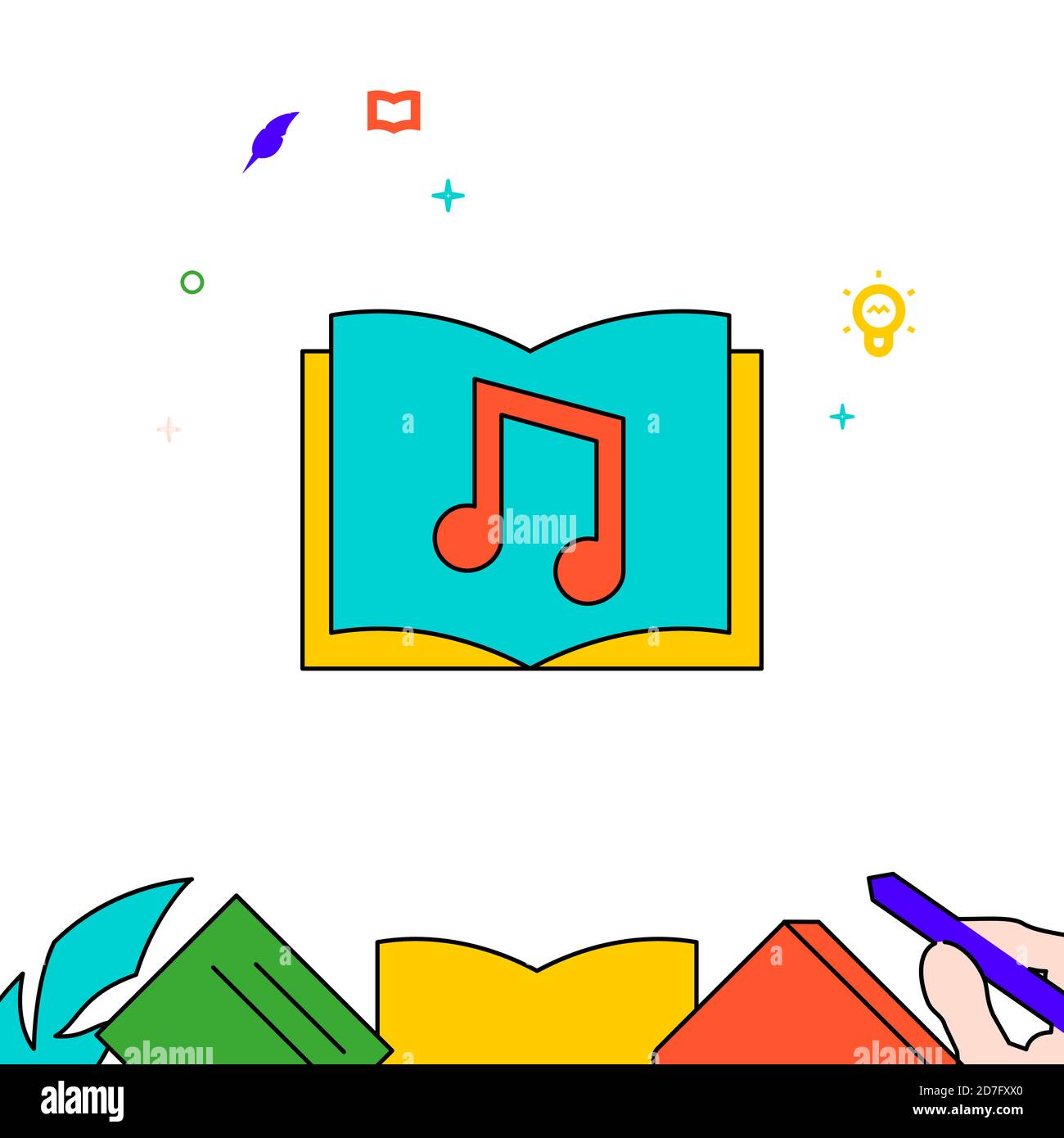 Musical notes, music composition, composer filled line icon, simple ...