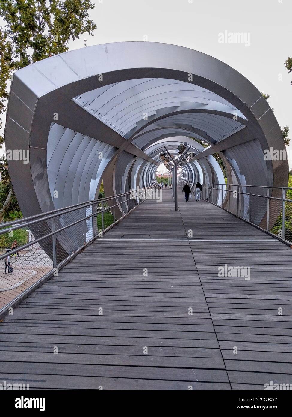 Futuristic bridge in Madrid, Spain. Bridge in Madrid, Spain. Pedestrian ...
