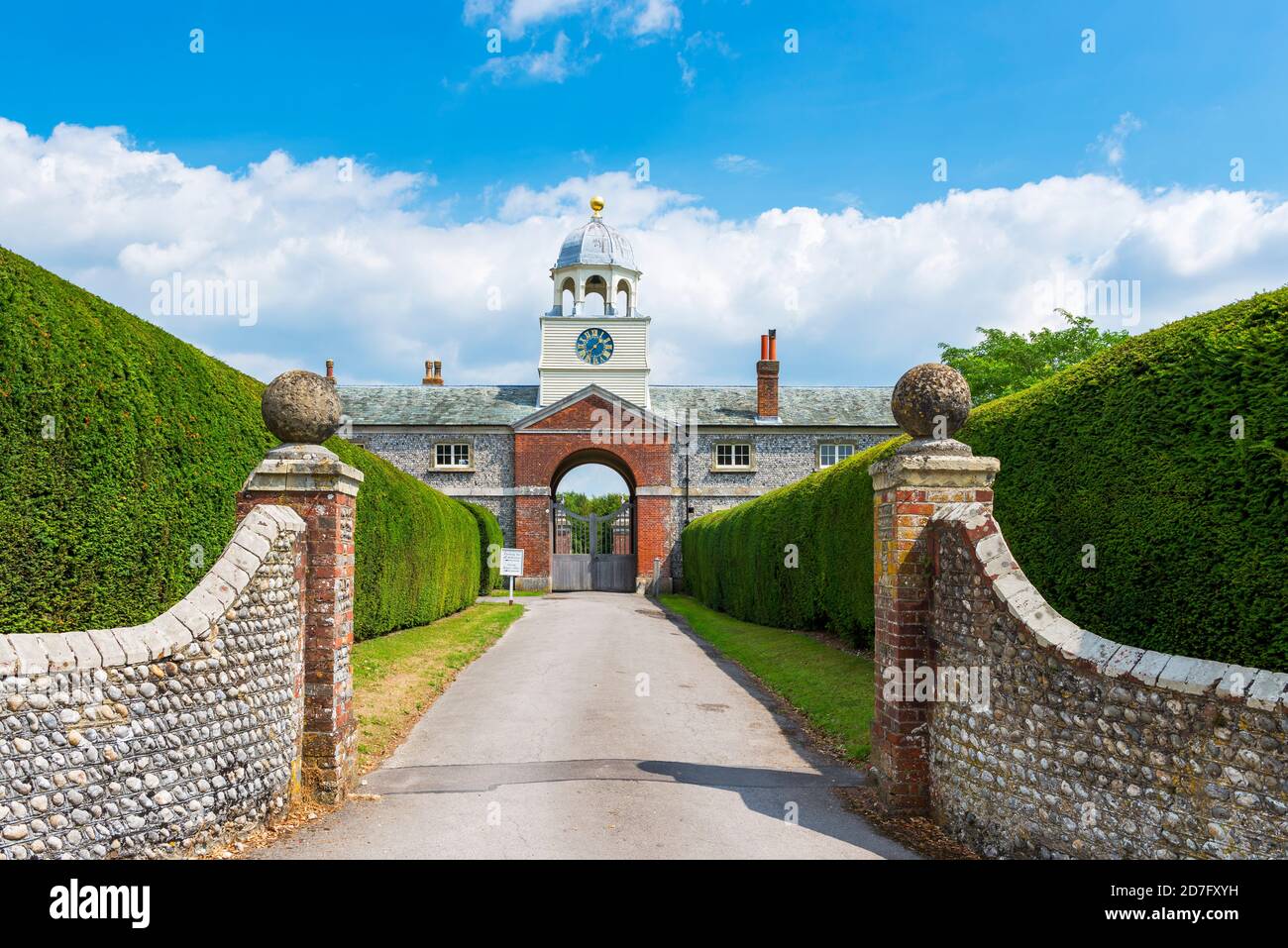 The entrance to Glynde Place in the village of Glynde in East sussex ...
