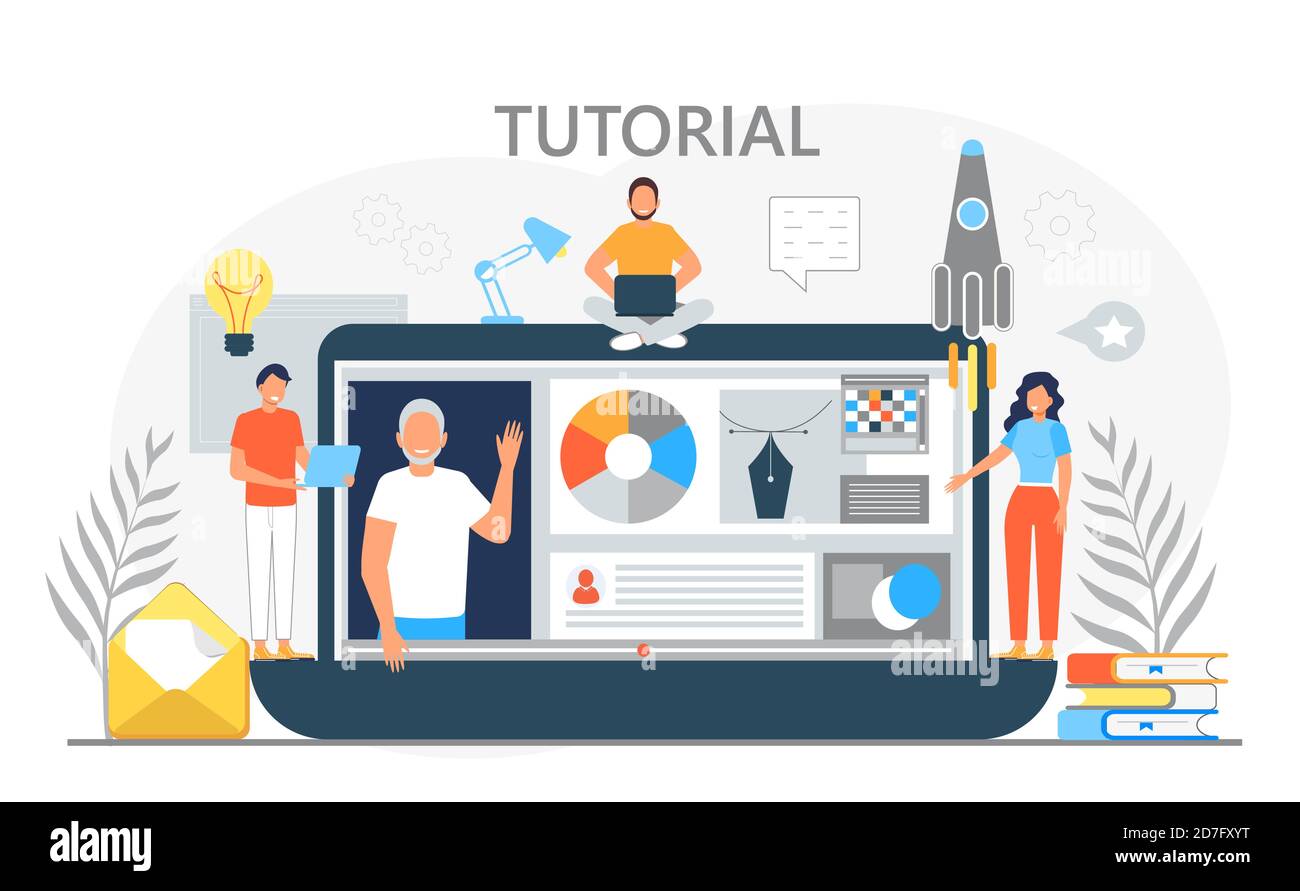 Tutorial or online course of graphic designer concept vector for ...