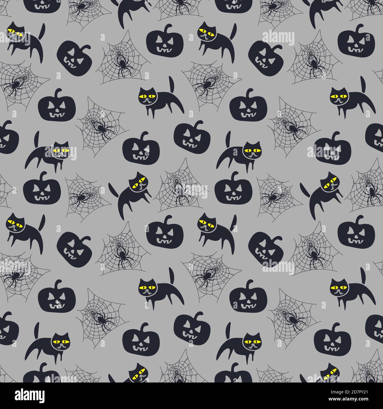 Vector seamless pattern for Halloween with cat and pumpkin Stock Vector ...