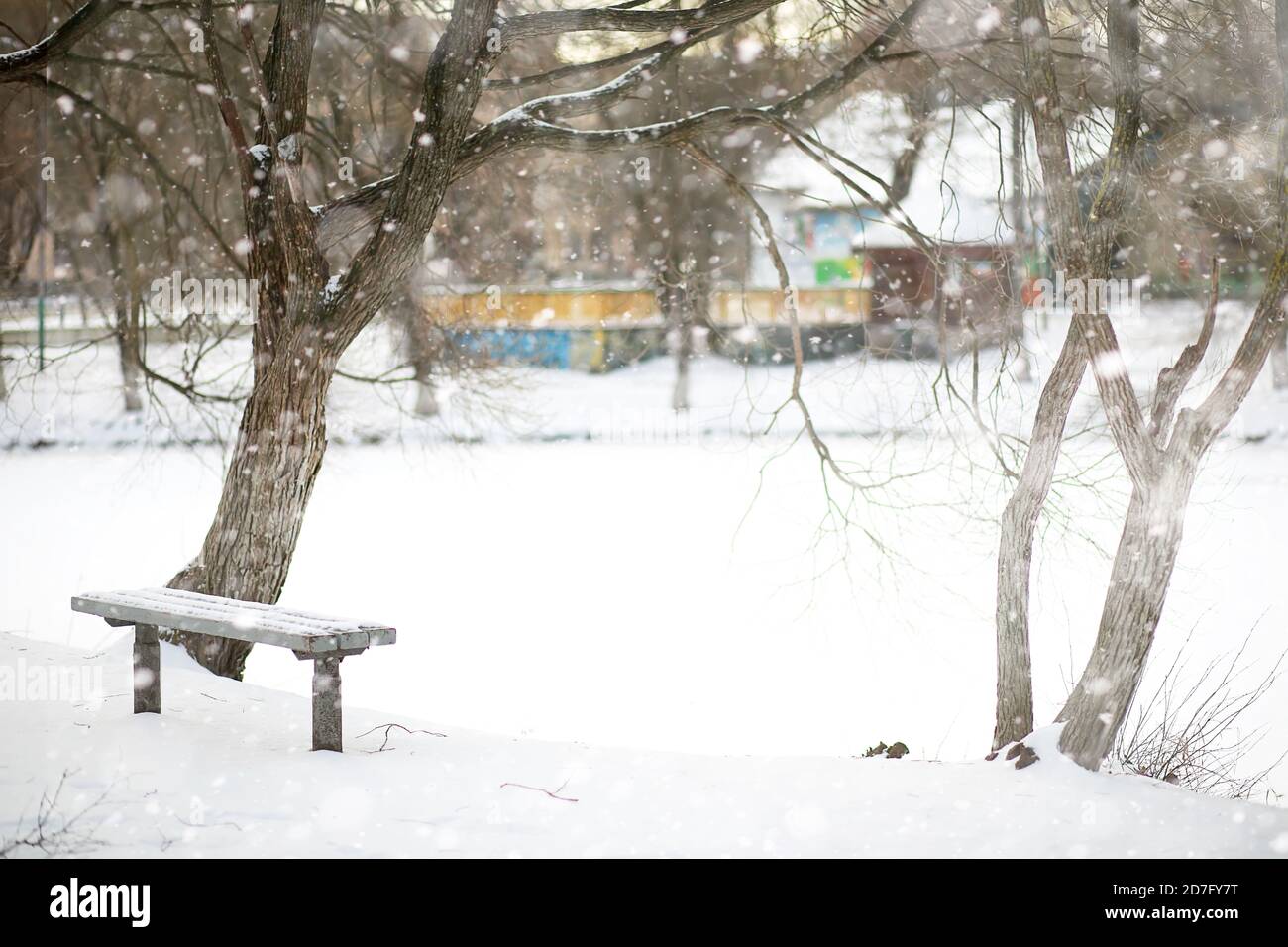 Winter landscape of country fields and roads in the snow Stock Photo ...