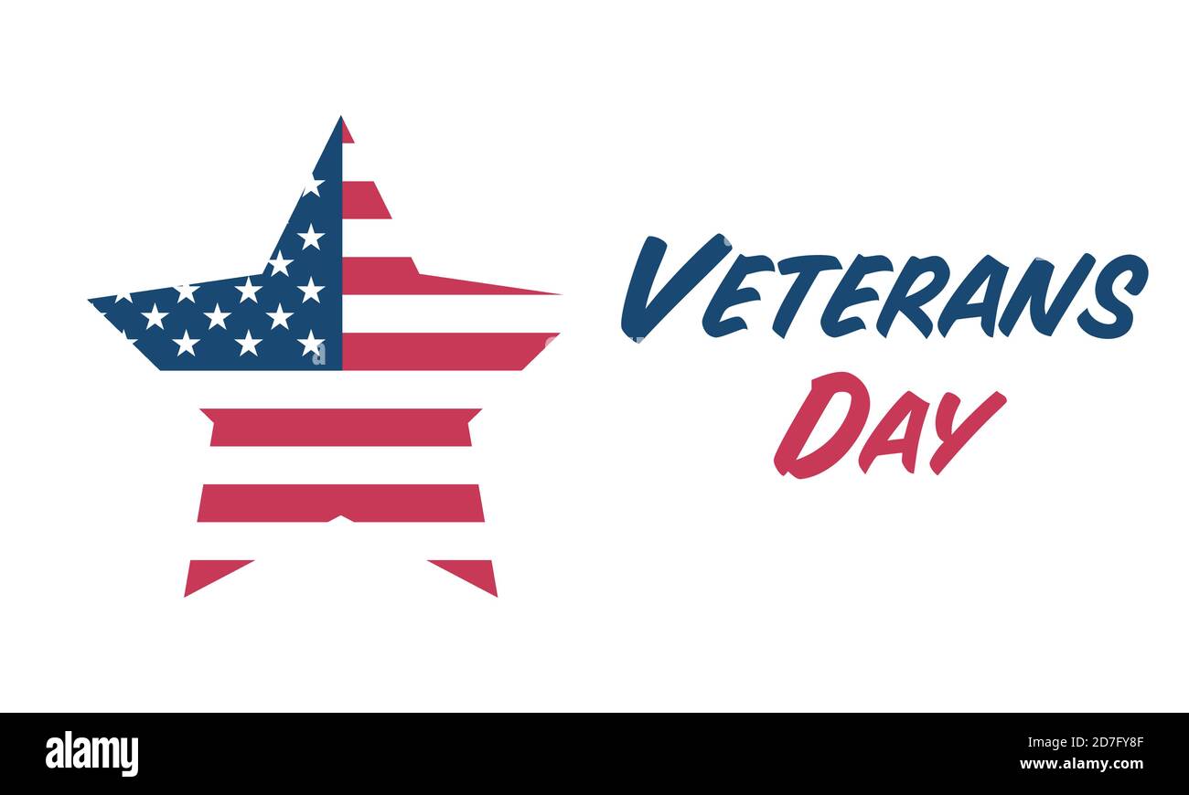 Veterans Day greeting card with stars on white background. Honoring all ...
