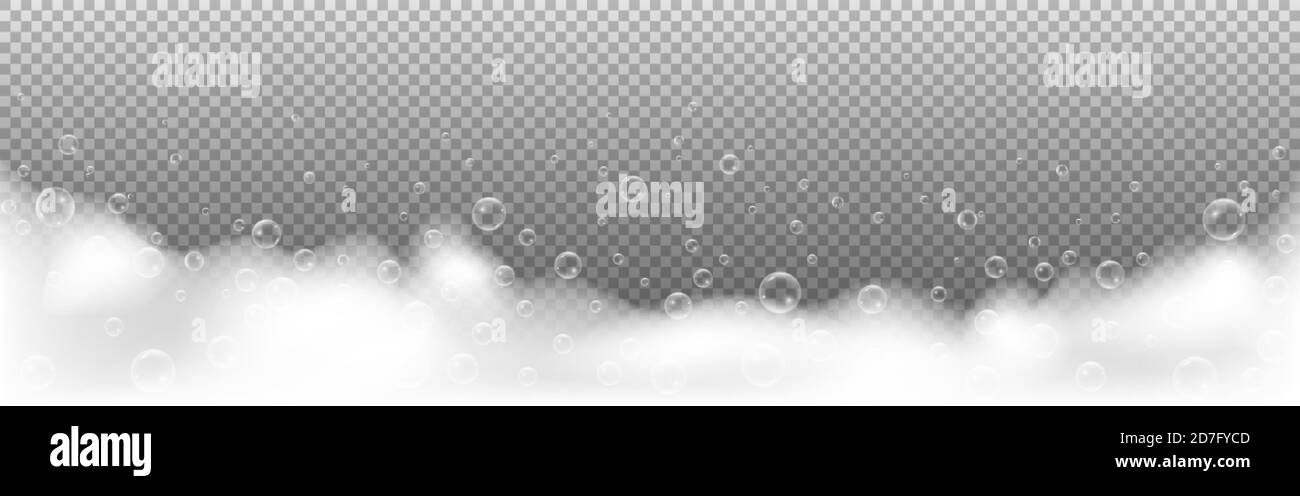 Foam bubbles isolated on transparent backdrop. Bath soap effect or ...
