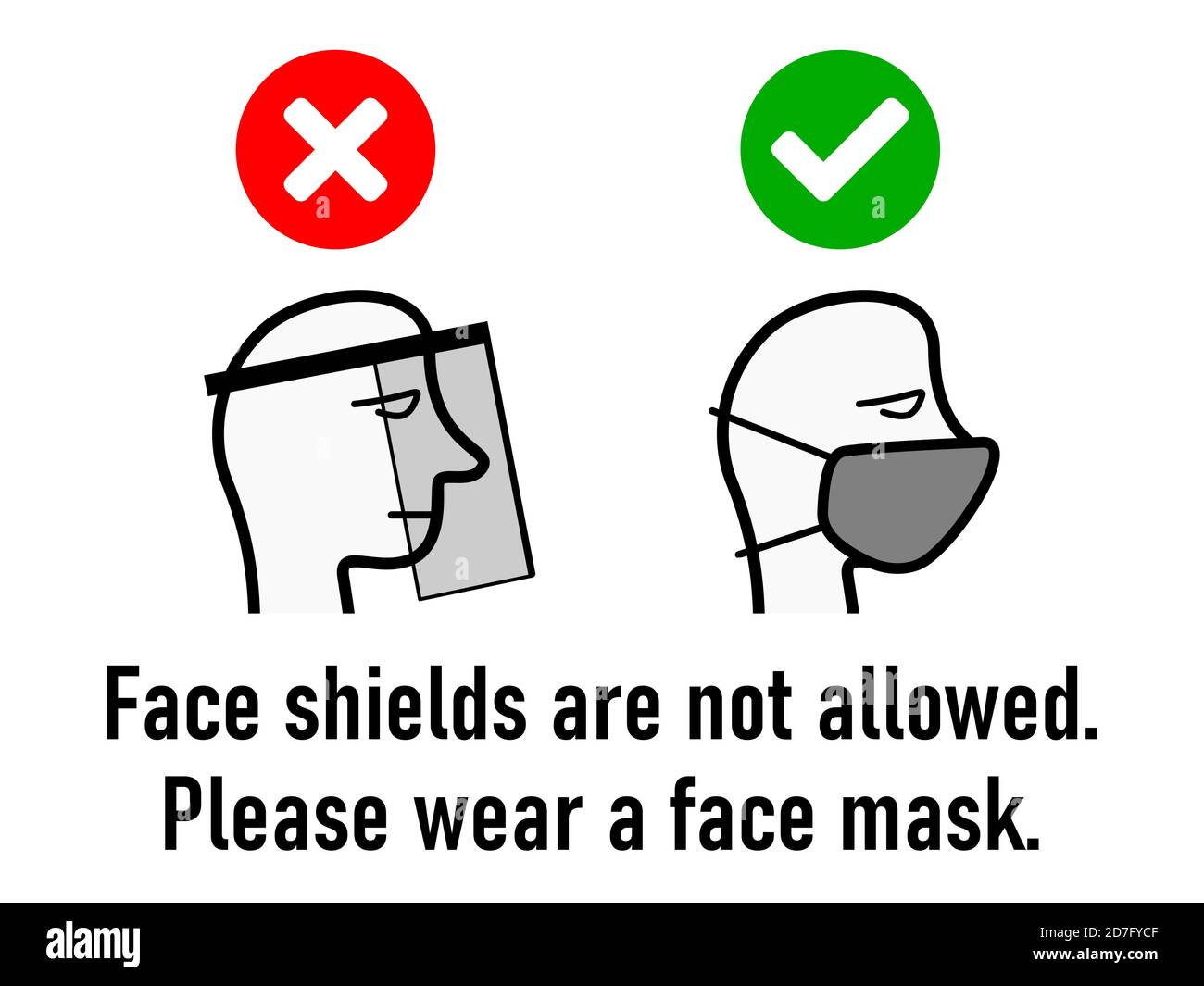 Face Shields are not Allowed. Please Wear a Face Mask Sign with Graphic ...