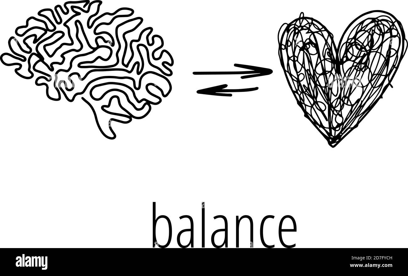 Balance between emotions and rational thinking. Mental health concept ...