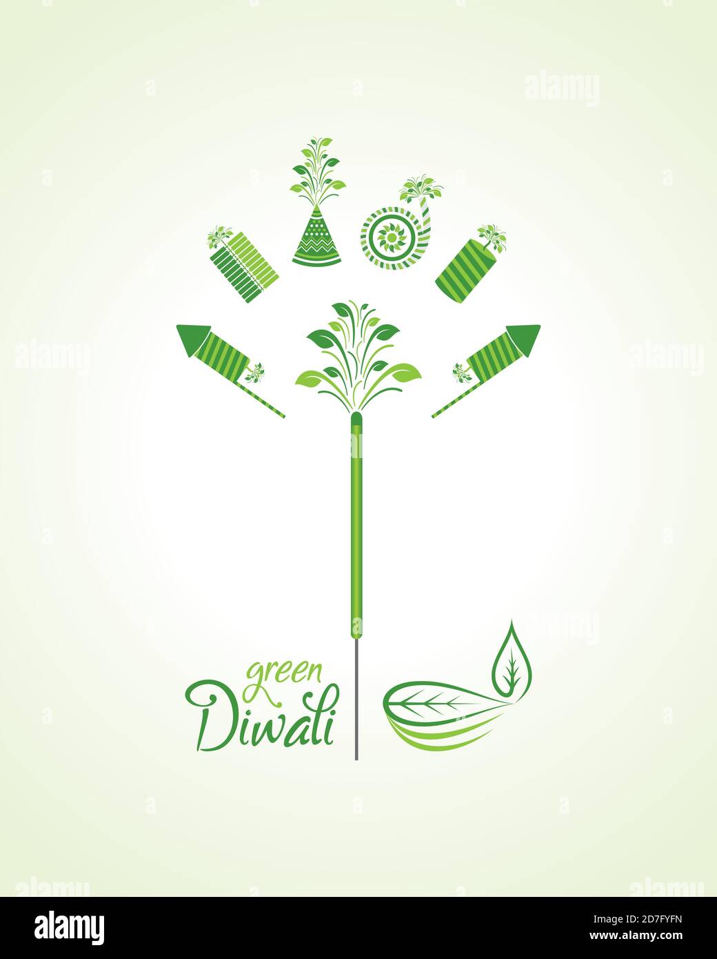illustration of Greeting for celebrate green diwali concept Stock ...