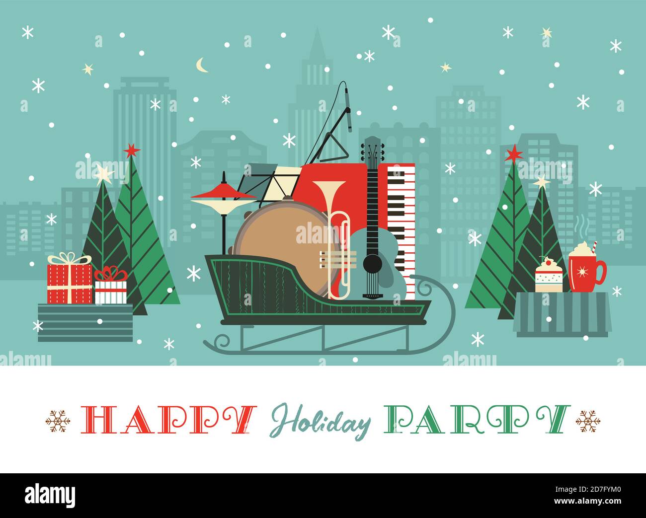 Fancy winter Holiday hand drawn vector poster Stock Vector Image & Art ...