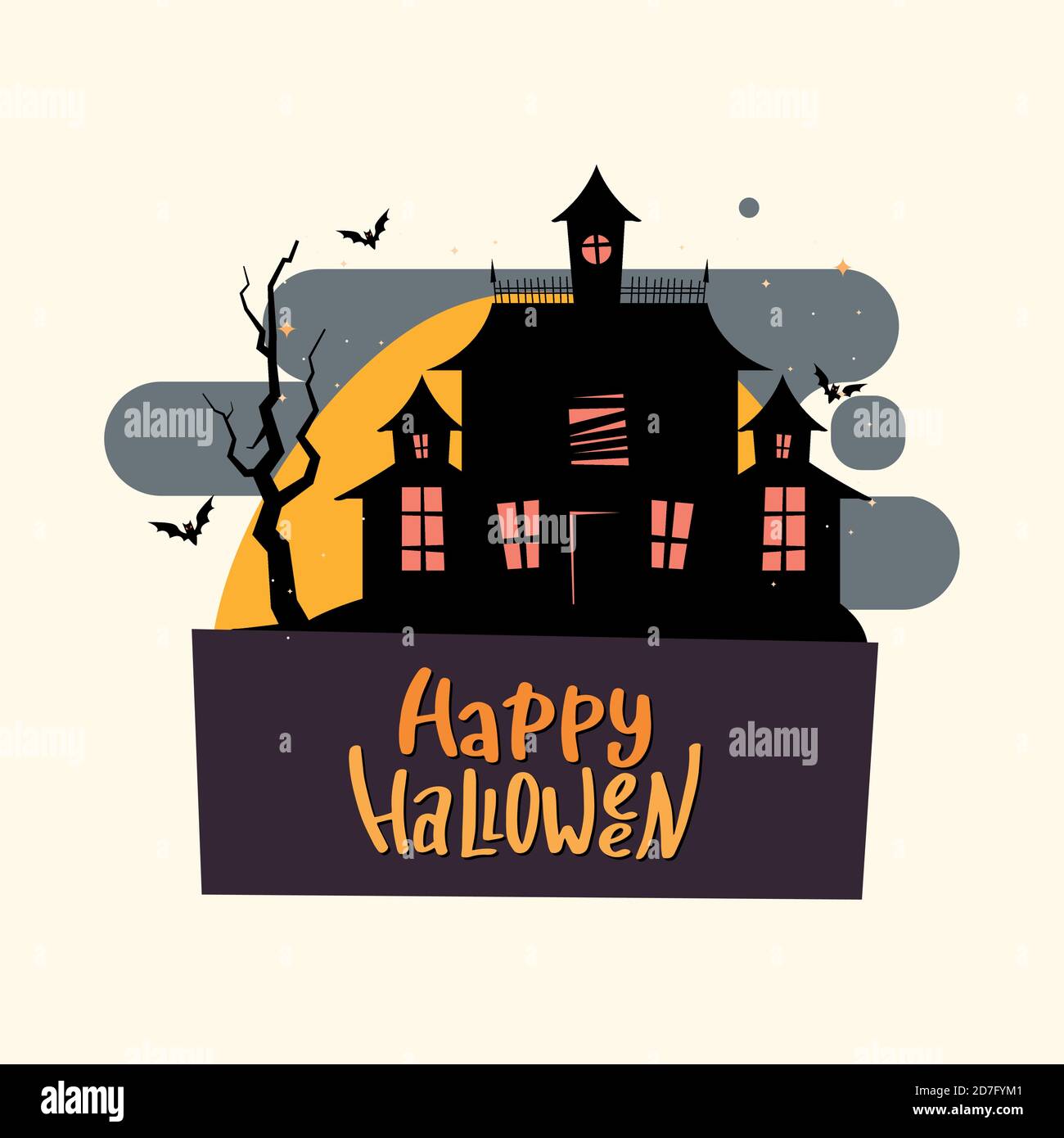 Happy halloween card with a horror house - Vector Stock Vector Image ...
