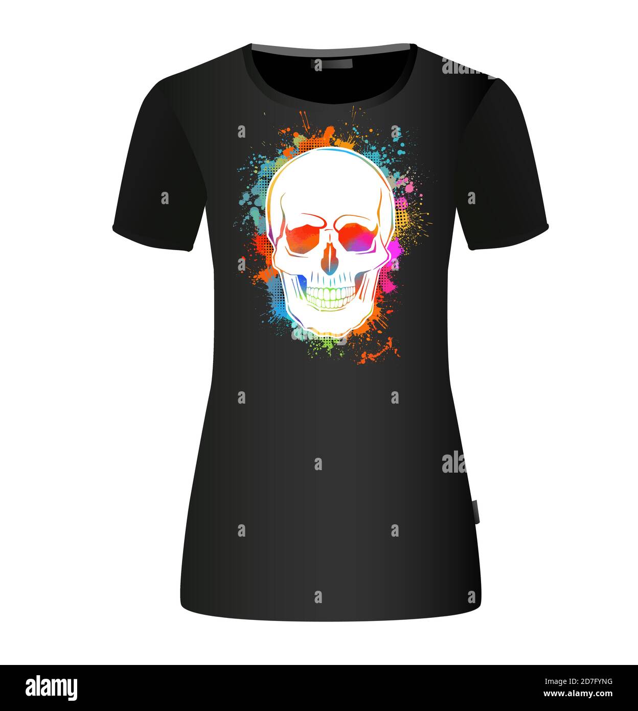 Multi-colored skull. Mixed media. T-shirt print. Vector illustration ...