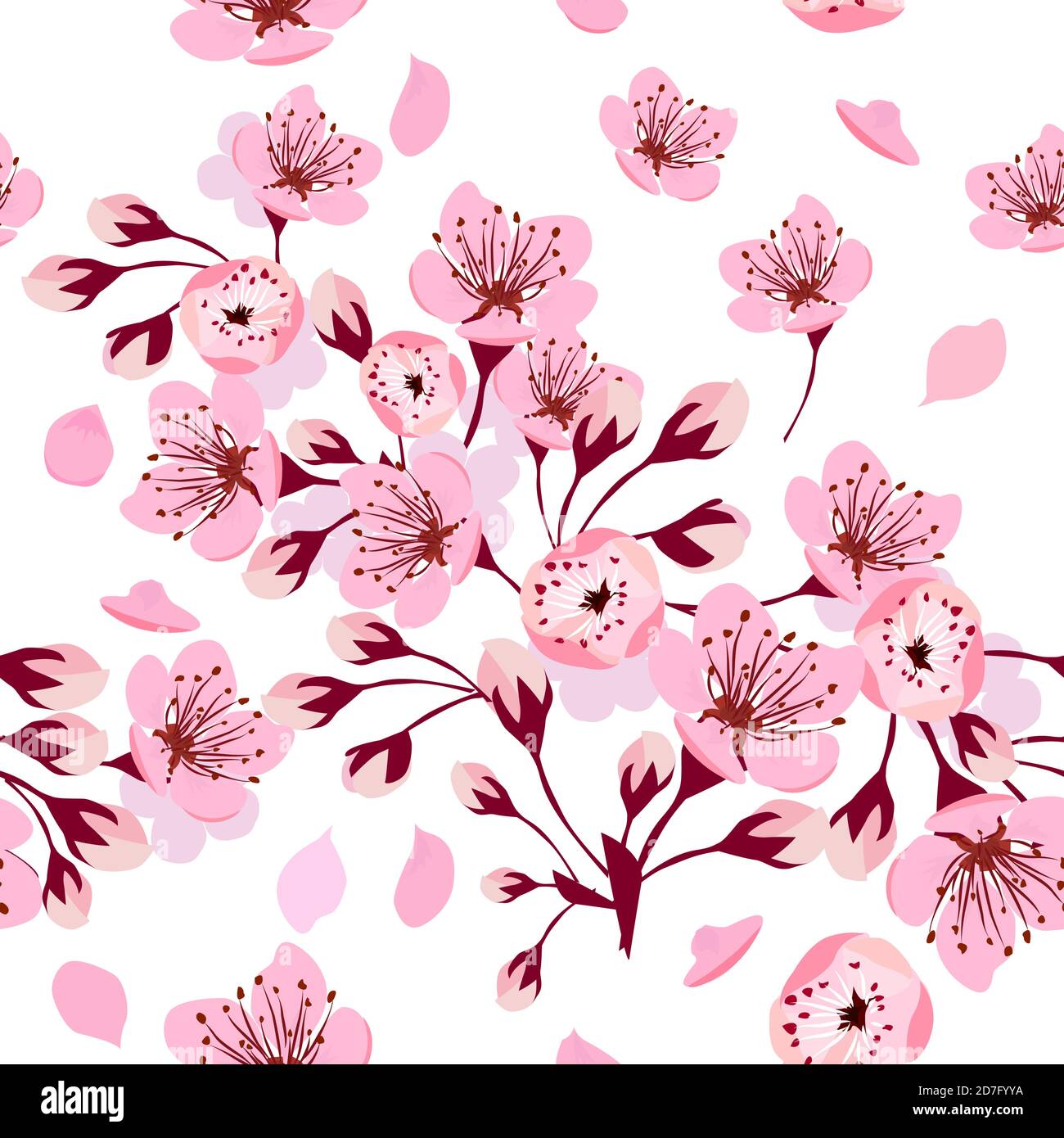 A seamless background of sakura. Vector illustration Stock Vector Image ...