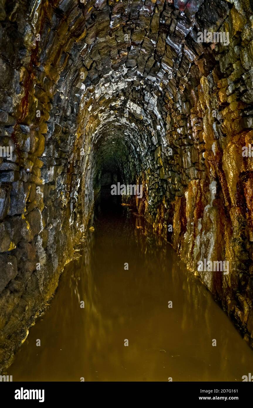 Drystone arching in the adit (entrance tunnel) of an old lead mine in ...
