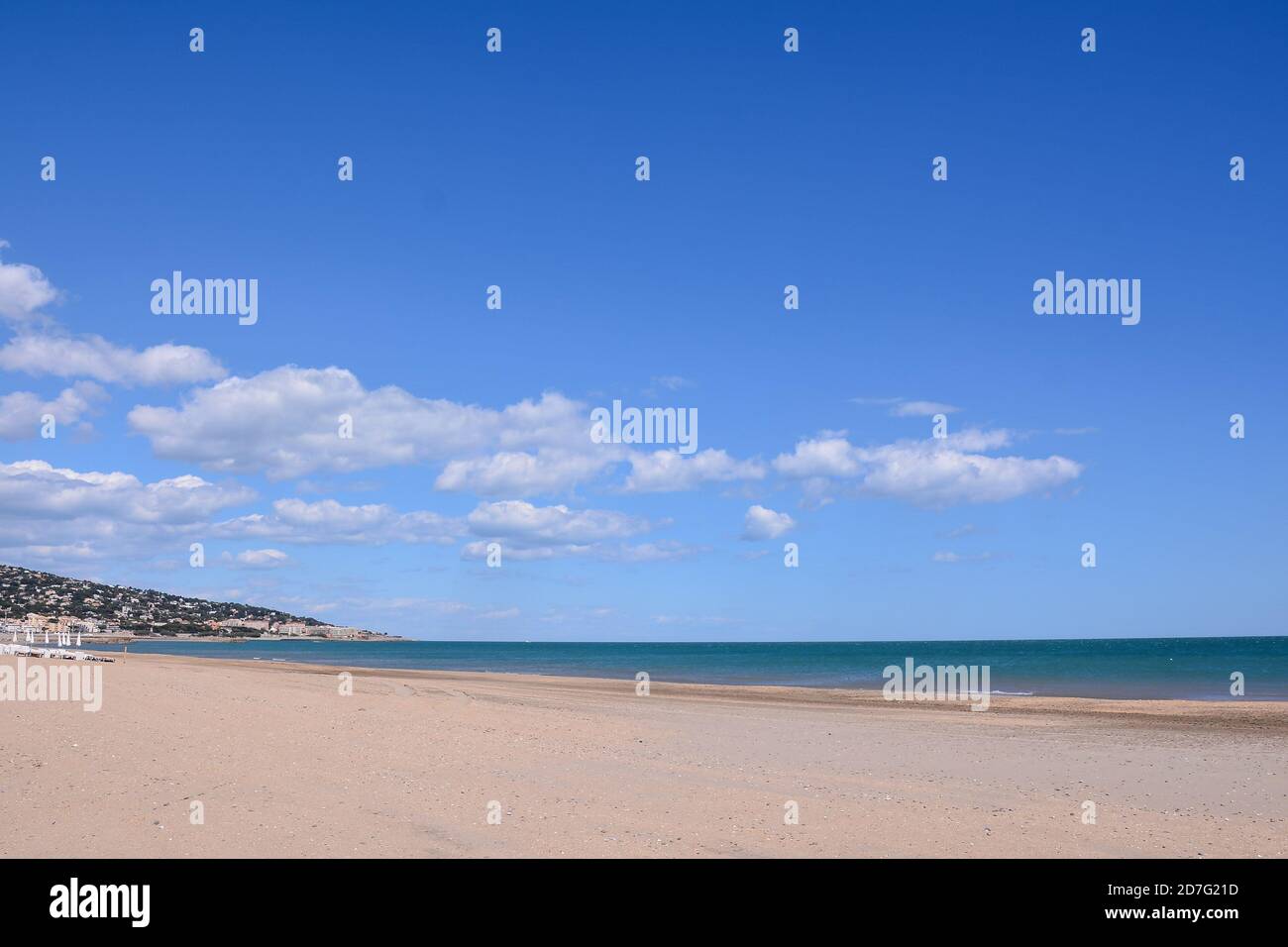 Empty mediterranean sand beach in south france Stock Photo - Alamy