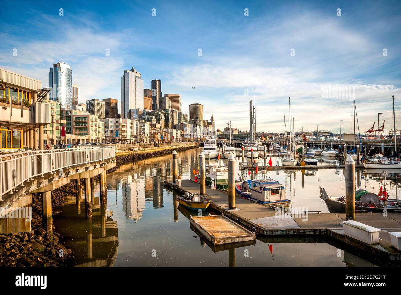 Seattle Waterfront at Sunset Stock Photo - Alamy