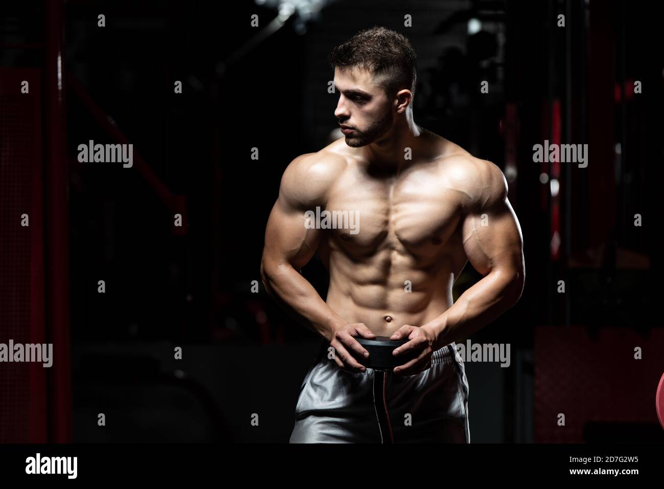 Young Muscular Men Resting After Exercises - Portrait Of A Physically ...