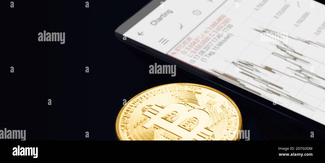 Cryptocurrency concept. Trends in bitcoin exchange rates. Rise and fall ...