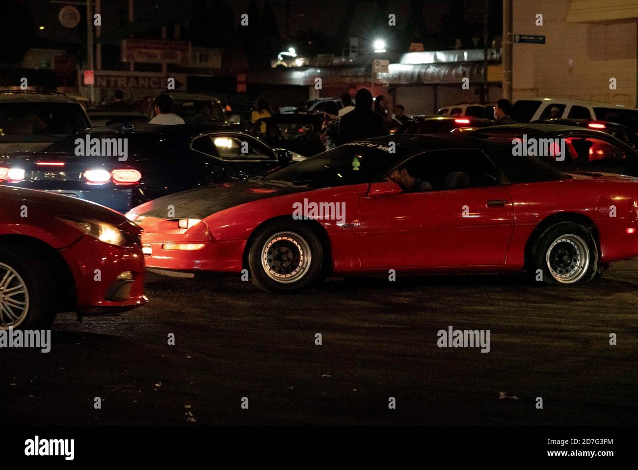 Los Angeles, California, USA. 18th Oct, 2020. A car with a blown out ...