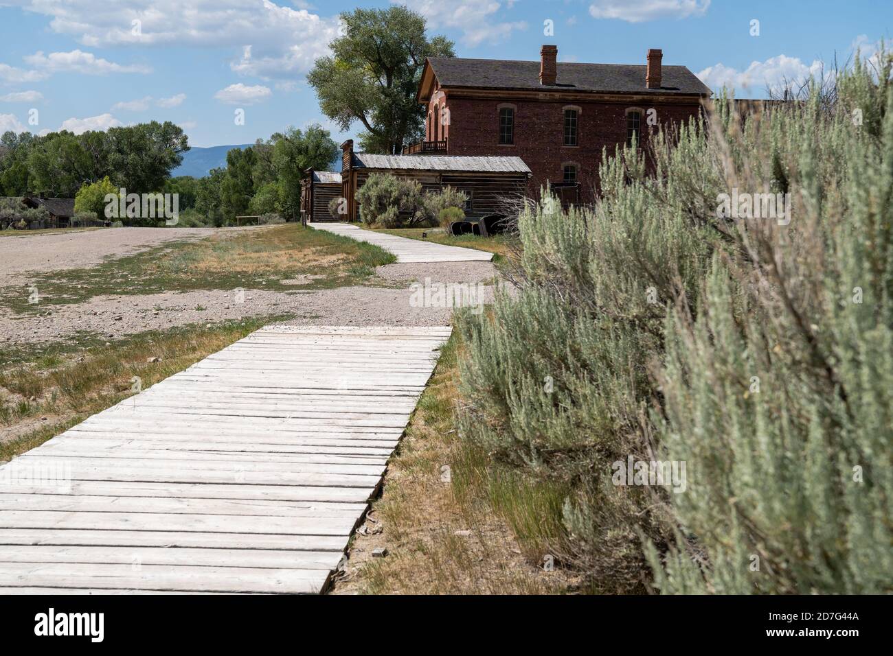 Boardwalk path for tourists at the Bannack Ghost Town in Montana Stock ...