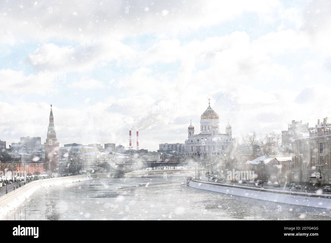 Winter snow landscape in the Russian capital Moscow Stock Photo - Alamy