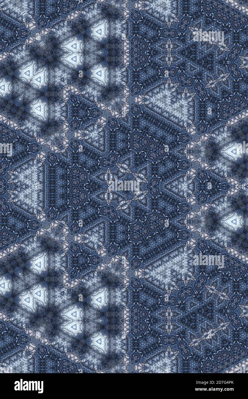 Kaleidoscope pattern with triangle shapes in blue Stock Photo - Alamy