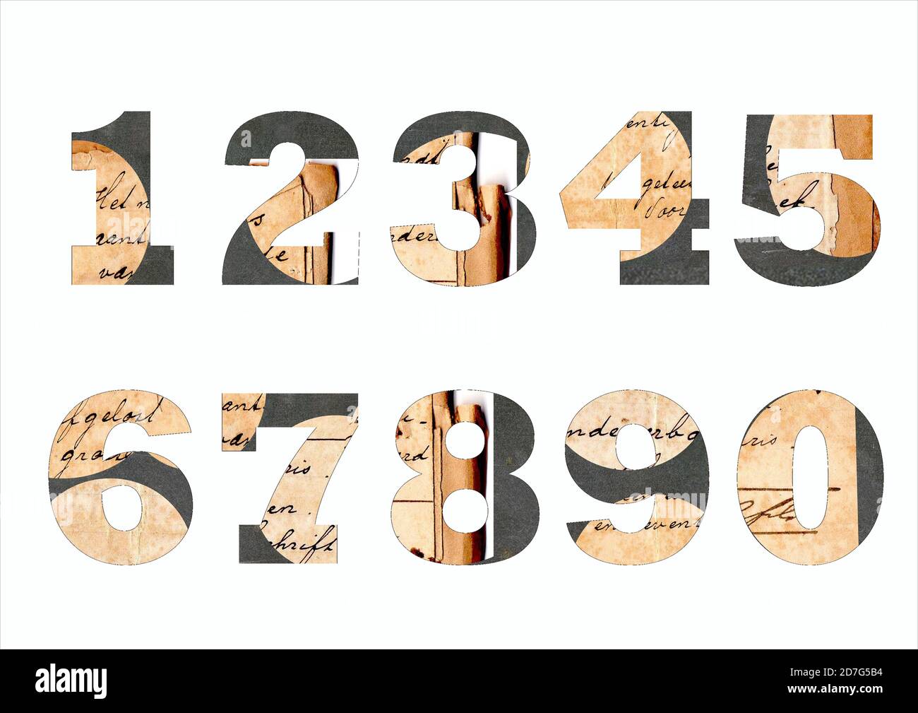 Numbers in old paper mix with modern grey colour Stock Photo - Alamy