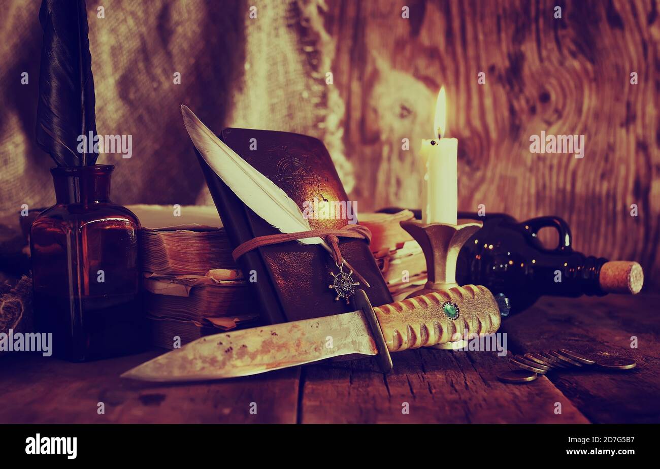 various vintage elements on old worn backgrounds different concepts ...
