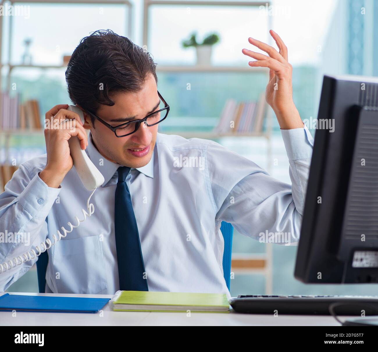 The businessman suffering from excessive armpit sweating Stock Photo ...