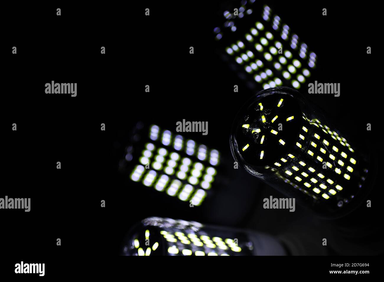 LED elements in the lamp. Lamps with diodes. Many bright lights from ...