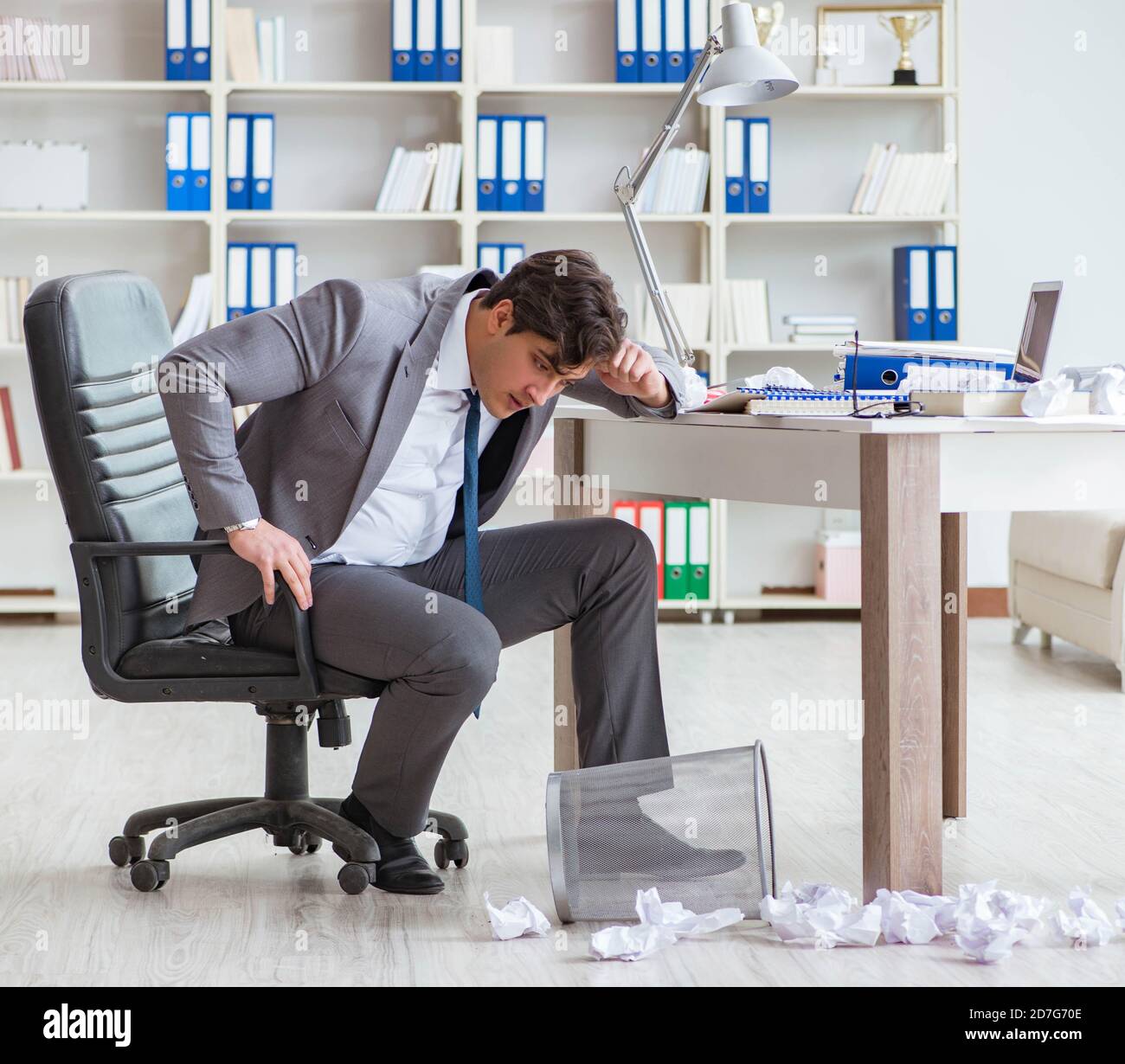 Angry businessman shocked working in the office fired sacked Stock ...