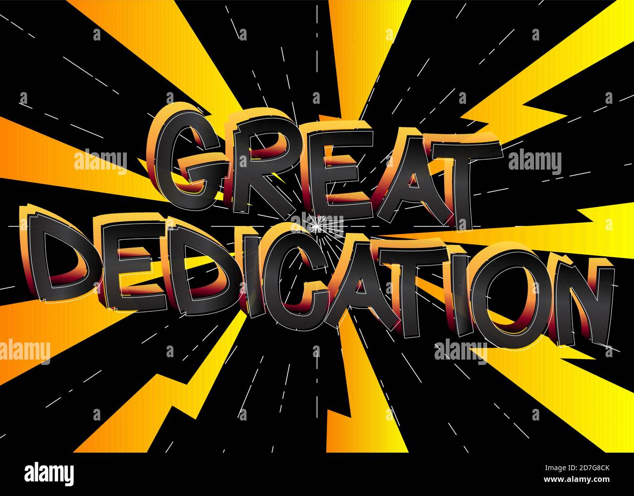 Great Dedication Comic book style cartoon words on abstract colorful ...
