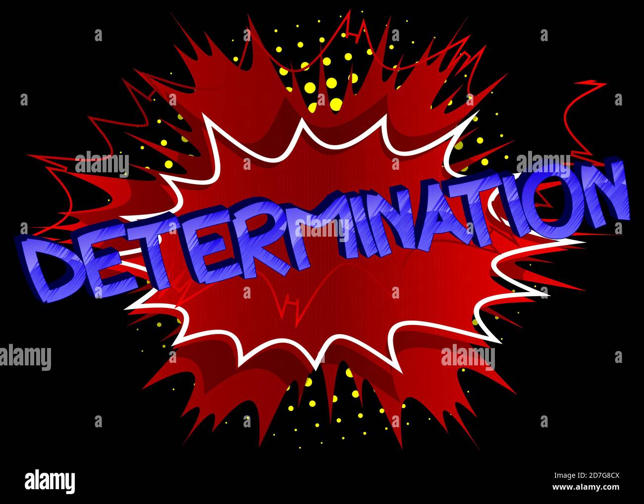 Determination Comic book style cartoon words on abstract colorful ...